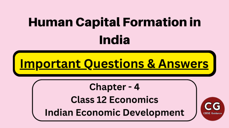 Human Capital Formation In India Class 12 Important Questions And