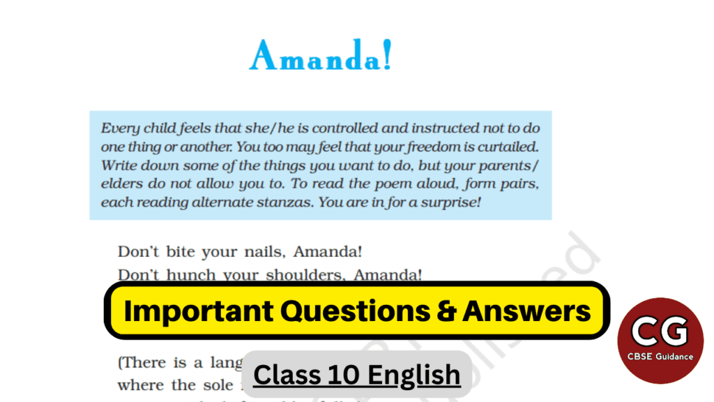Amanda Class 10 English Key Questions And Answers CBSE Guidance