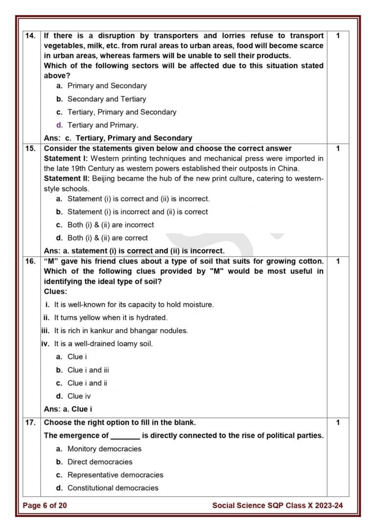 Practice Makes Perfect: CBSE Class 10 Social Science Sample Paper 2023 ...