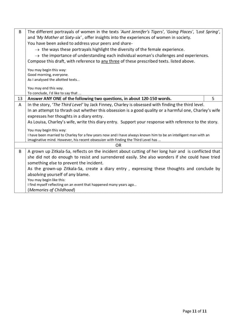 CBSE Class 12 English Sample Paper 2023-24 With Solutions - CBSE Guidance