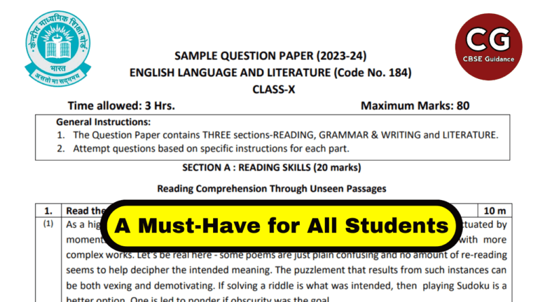 From Zero To Hero: Master The 2023-24 Class 10 English Sample Paper ...