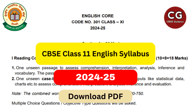 CBSE Class 11 English Syllabus for 2024-25: Download PDF - CBSE Guidance