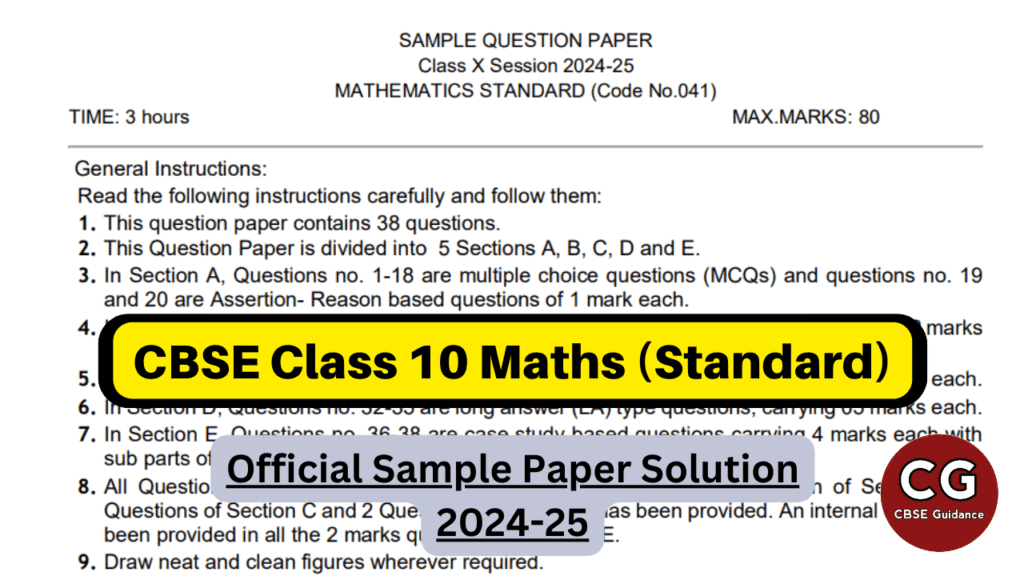 Class 10 Maths (Standard) Sample Paper 2024-25 Solved: NCERT Pages ...